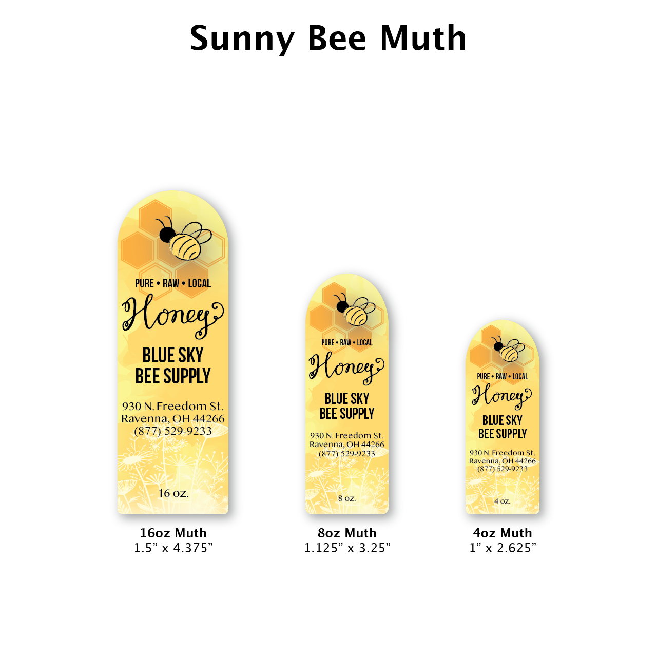 Sunny Bee - Customizable Muth Jar Labels – Blue Sky Bee Supply