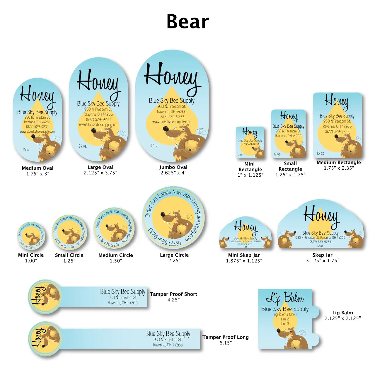 Bear - Customizable Label Design – Blue Sky Bee Supply
