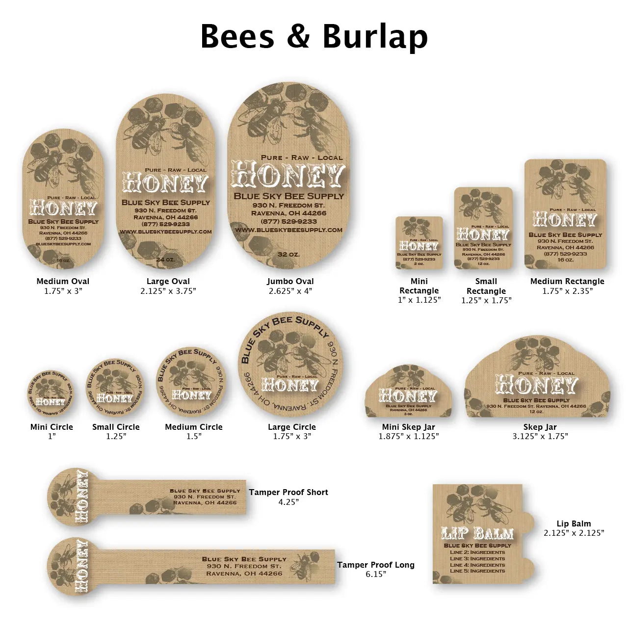 Bees & Burlap - Customizable Label Design – Blue Sky Bee Supply