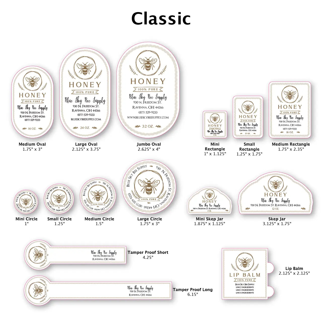 Classic Customizable Label Design – Blue Sky Bee Supply
