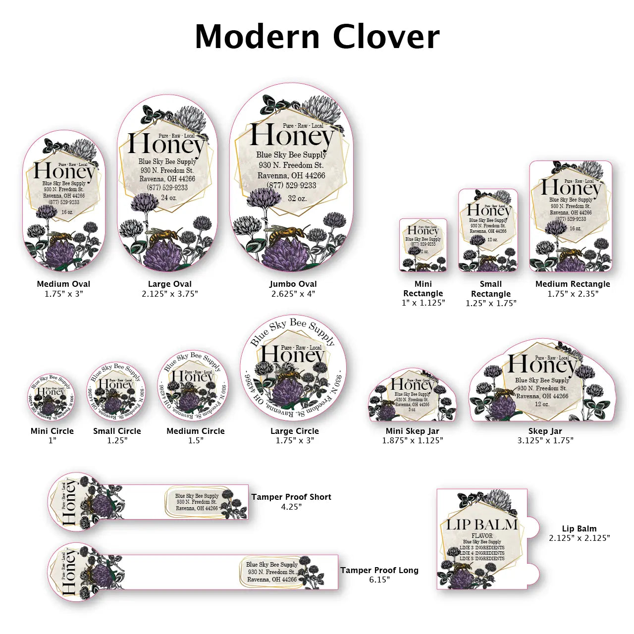 Modern Clover - Customizable Label Design – Blue Sky Bee Supply
