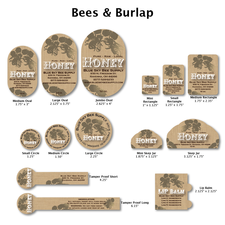 Bees & Burlap - Customizable Label Design – Blue Sky Bee Supply